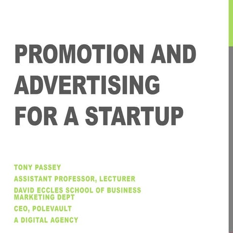 Promotion and Advertising for a Start-Up | PPTX