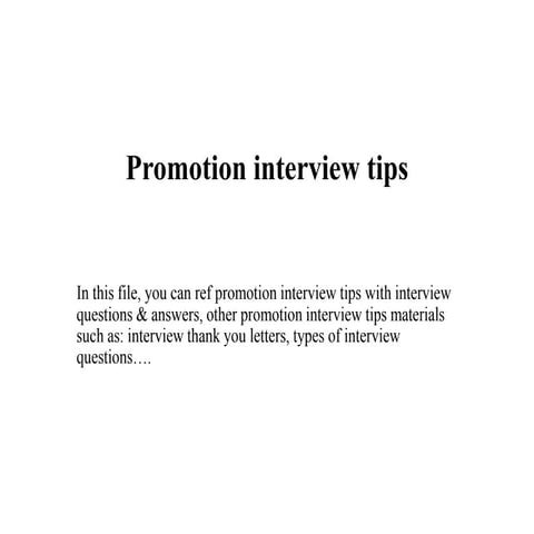 Promotion interview tips | PPTX