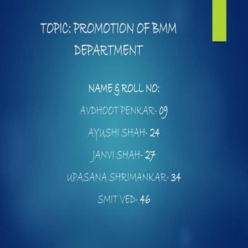 Promotion of BMM department as Brand | PDF