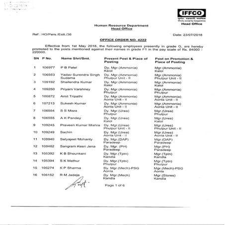 Promotion order f1 grade 2018 | PDF