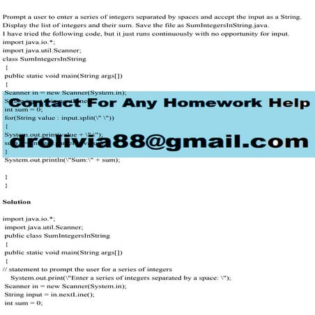 Prompt a user to enter a series of integers separated by spaces and .pdf