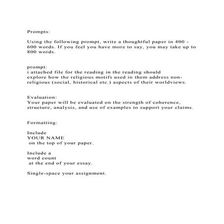 Prompts Using the following prompt, write a thoughtful paper .docx