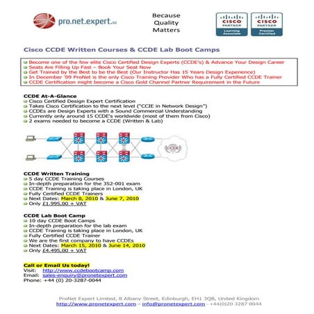 Pronetexpert Cisco Ccde Bootcamp Training Courses | PDF