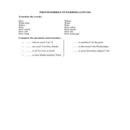 Pronombres interrogativos | DOC