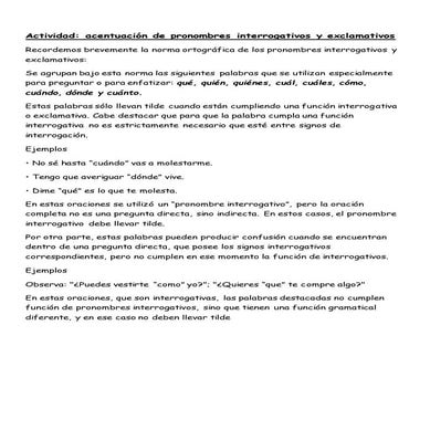 Ejercicios De Pronombres Interrogativos