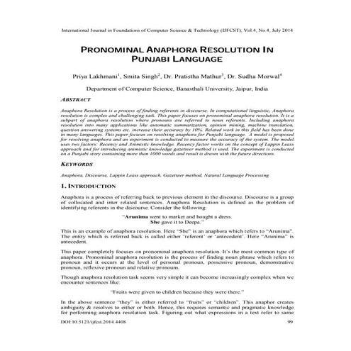 Analysis of anaphora resolution system for