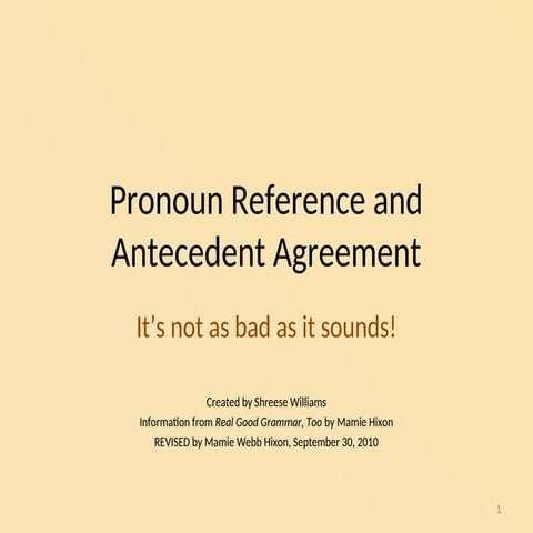 Pronoun Agreement ppt for English students | PPT
