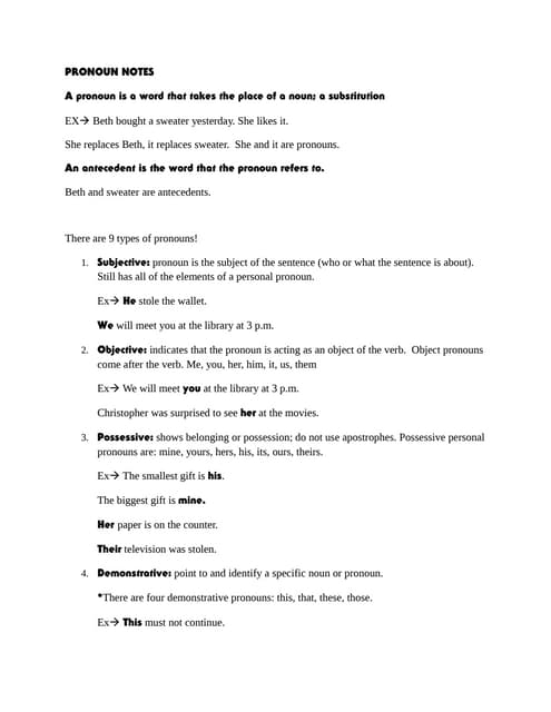 Types of pronoun | PPTX