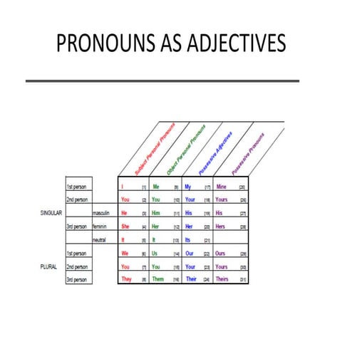 Pronouns as adjectives | PPT
