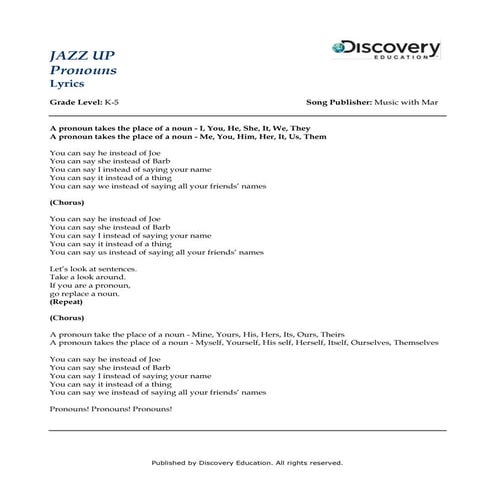 Pronoun song | PDF