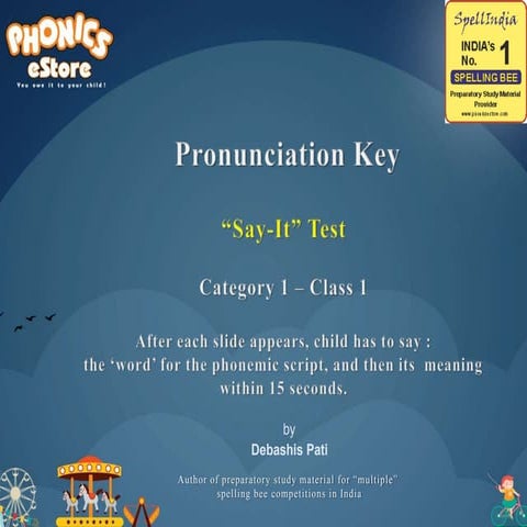 Pronunciation Key Say It Test Category 1 Class 1 - (refer book for ...
