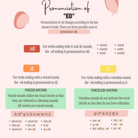 Pronunciation of -ed Infographic (-t, -d, -id) | PDF