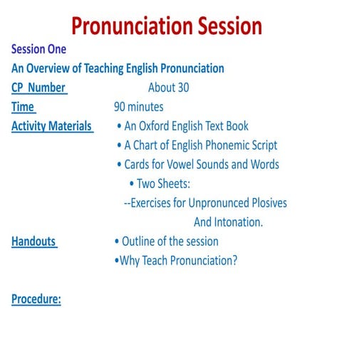 Pronunciation Session | PPT