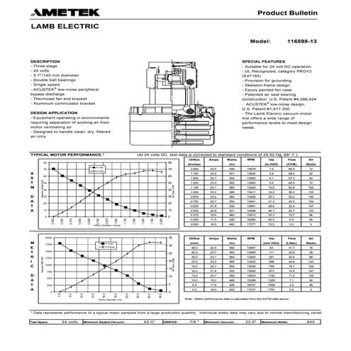 Product Bulletin Ametek 116598-13 | PDF