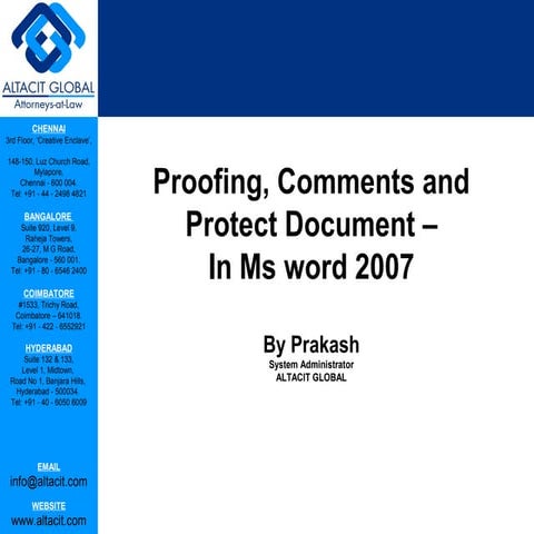 Proofing, comments and protect document in ms word | PPT