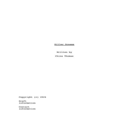 Proof of Concept Script: "Killer Dreams" | PDF