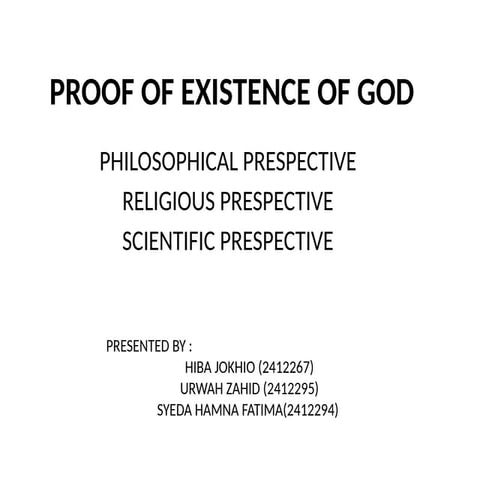 PROOF OF EXISTENCE OF GOD from the view of Islam. | PPT