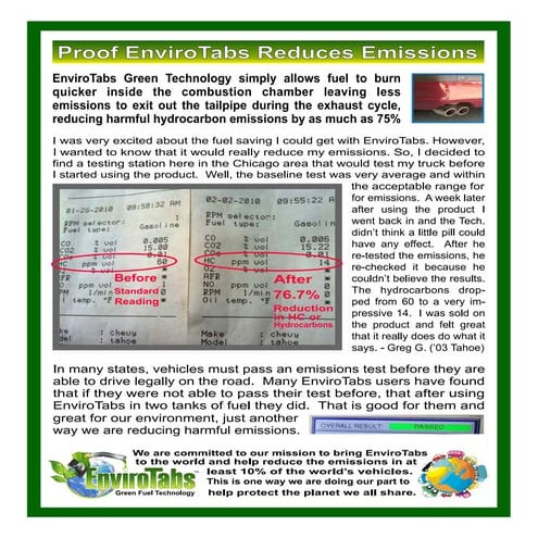 Proof of reduced emissions EnviroTabs | PDF