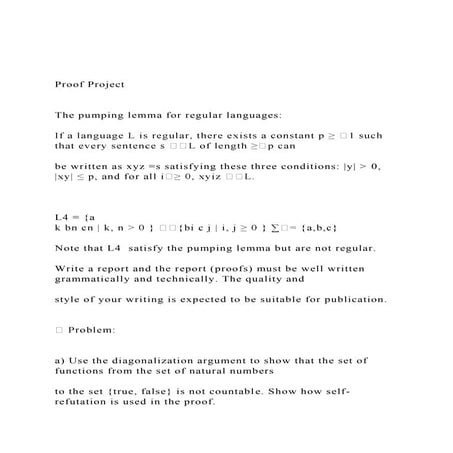 Proof Project The pumping lemma for regular languages .docx