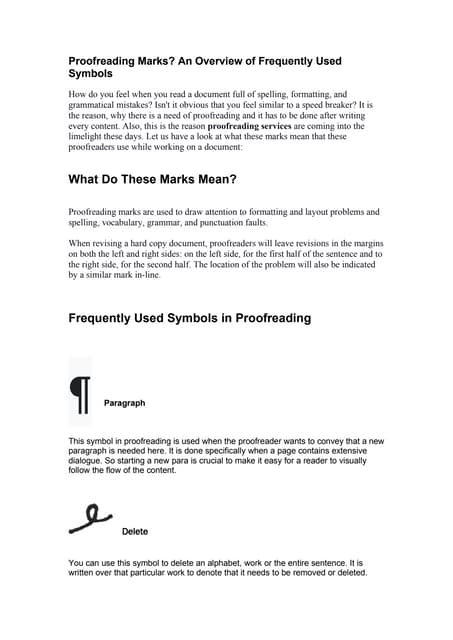 Proofreading and Editing Symbols | PPT