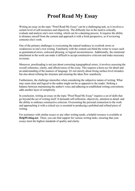 Essay Proofreading. Bethune-Cookman University | PDF