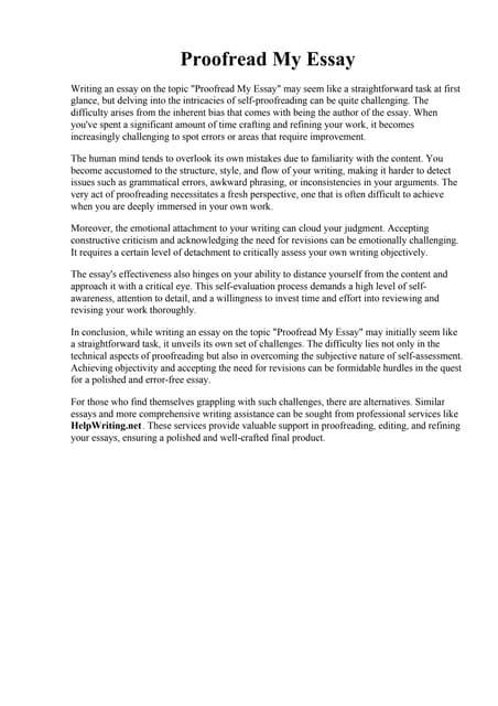 Proofread My Essay | PDF Proofread My Essay | PDF