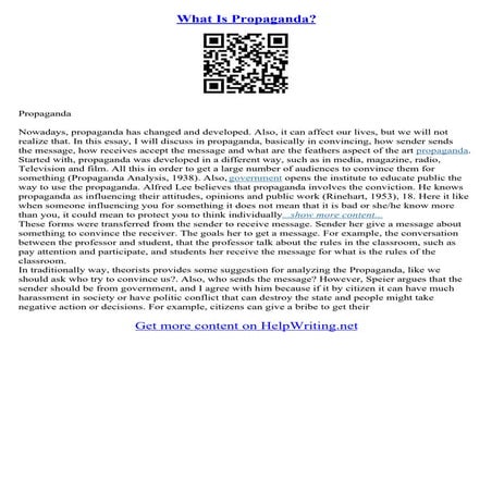 Propaganda Essay | PDF