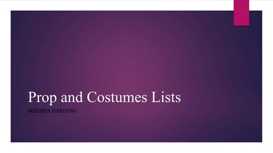 Costumes, makeup and props | PPTX