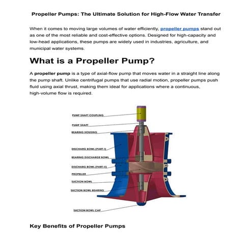 Propeller Pumps: The Ultimate Solution for High-Flow Water Transfer | PDF