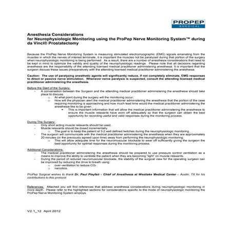 Intraoperative Neurophysiological Monitoring | PDF