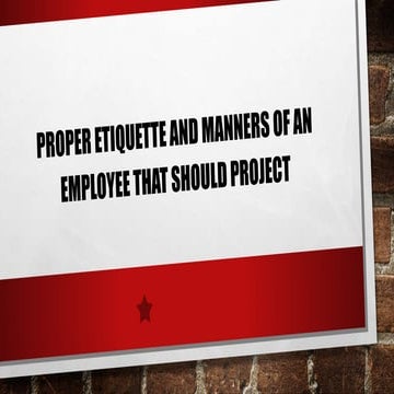 Proper etiquette and manners (Hotel Employee) | PPTX