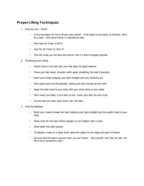 Proper Lifting Techniques | PPTX