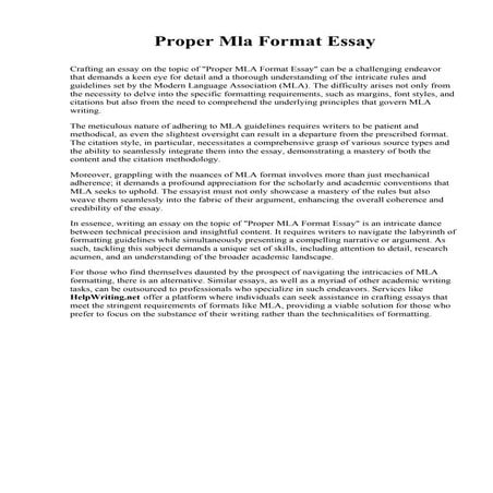 Proper Mla Format Essay | PDF