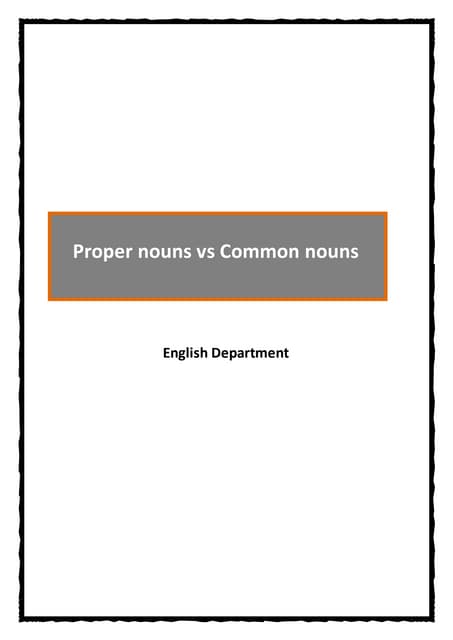 Proper Nouns and Common Nouns | PPTX