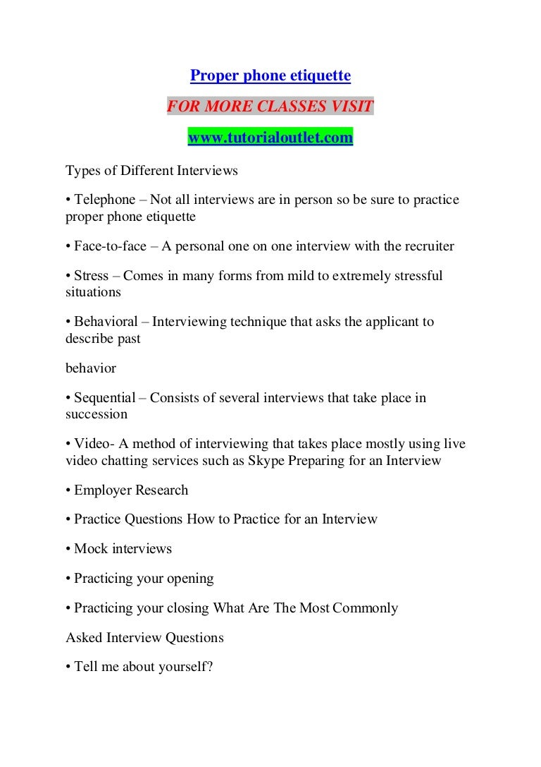 PROPER PHONE ETIQUETTE / TUTORIALOUTLET DOT COM