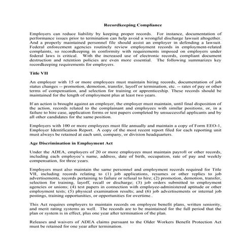 Proper Recordkeeping | DOC