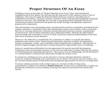 Proper Structure Of An Essay. Good academic essay sample Help in ...