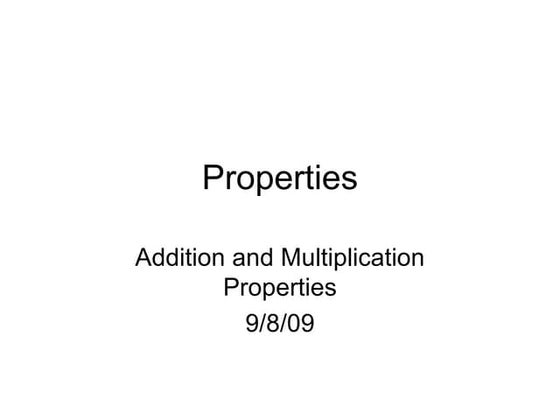 Properties Of Multiplication | PPT