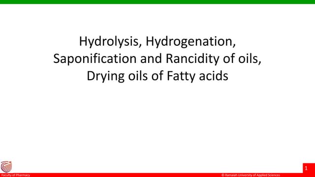 Chemical reactions and rancidity of fats | PDF