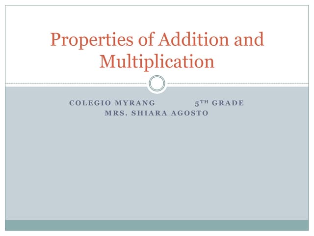 Properties Of Multiplication | PPT