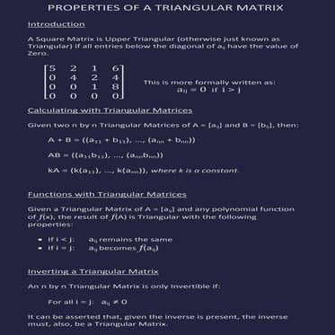 Properties Of A Triangular Matrix | Pdf
