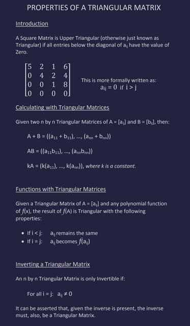 Properties Of A Triangular Matrix | Pdf