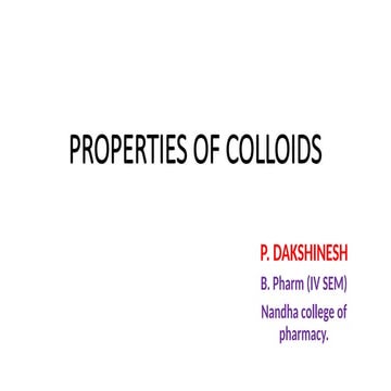 Properties of colloids in Physical Pharmaceutics | PPTX