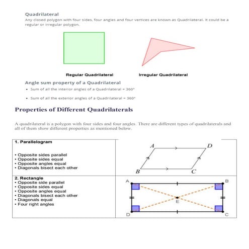 Quadrilaterals Properties