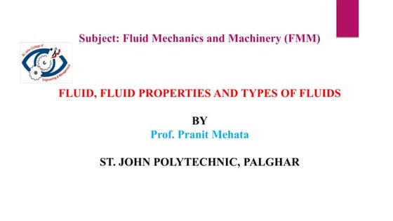Hydraulics Lesson 1 The Fluid Properties | PPTX | Physics | Science