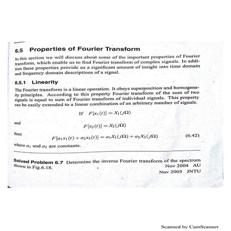 EC202 SIGNALS & SYSTEMS Properties of fourier transform NOTES | PDF