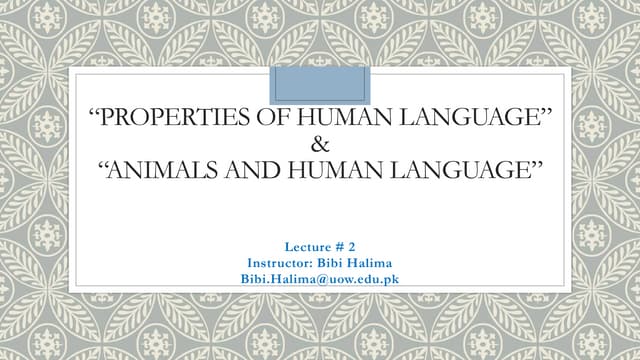 Hockett's language features | PPTX