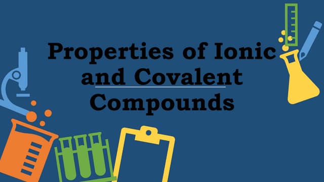 Properties of Compounds - Ionic, Covalent and Metallic | PPS