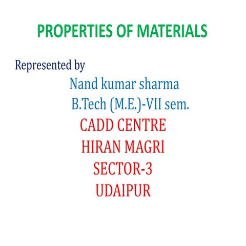 Mechanical properties of materials | PPTX