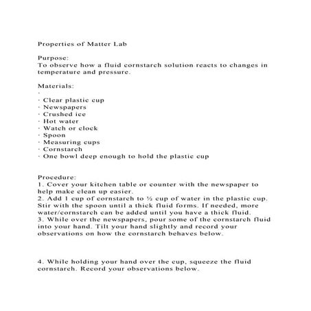 Properties of Matter LabPurposeTo observe how a fluid corns.docx